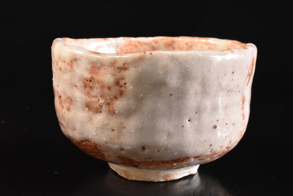 U4783: Japanese Shino-ware White glaze TEA BOWL Green tea tool Tea ...