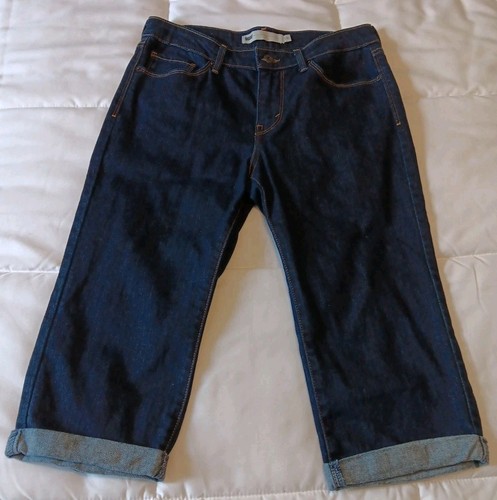 Women's Levis Denim Capris 10p Rolled Stitched Cuff, Dark Wash, 17 ...