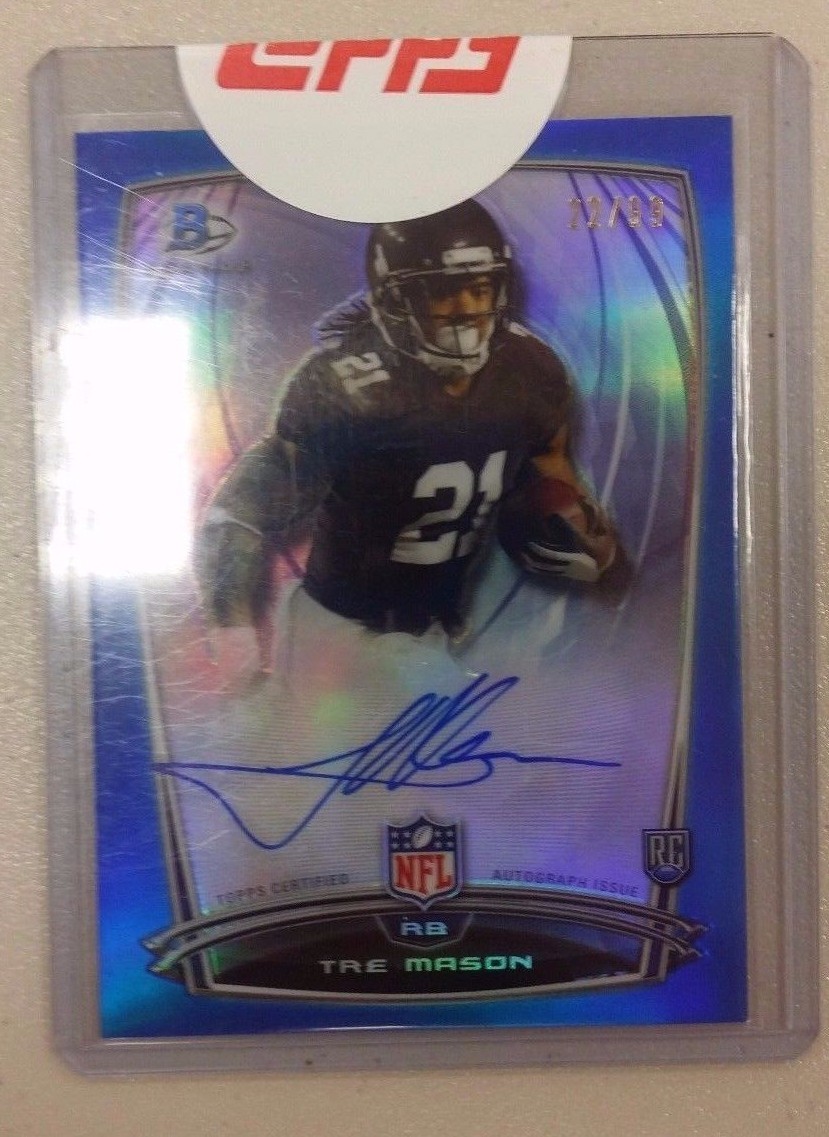 2014 BOWMAN CHROME ROOKIE AUTO COLLEGE BLUE REFRACTORS TRE MASON #D 22/ ...