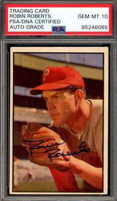 Robin Roberts Gem Mint 10 PSA DNA Signed 1953 Bowman Color Autograph | eBay
