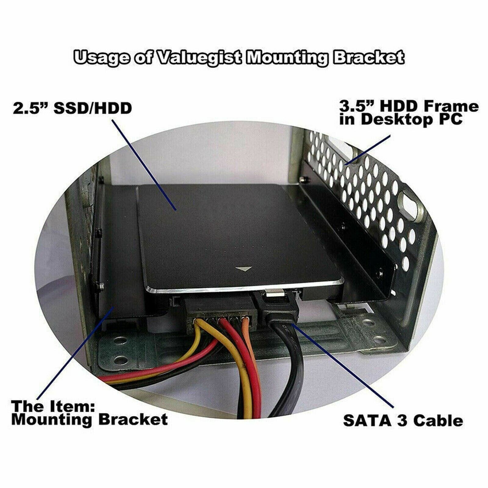 10 PC 2.5 to 3.5 Bay SSD Metal Hard Drive HDD Mounting Bracket Adapter ...