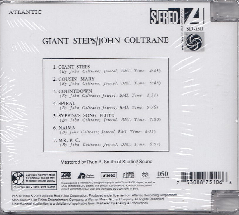 John Coltrane – Giant Steps SACD Hybrid Limited Edition Atlantic Sealed ...
