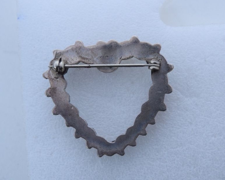 Sterling Silver Heart Pin Brooch Cluster Gemstone Southwest Design ...