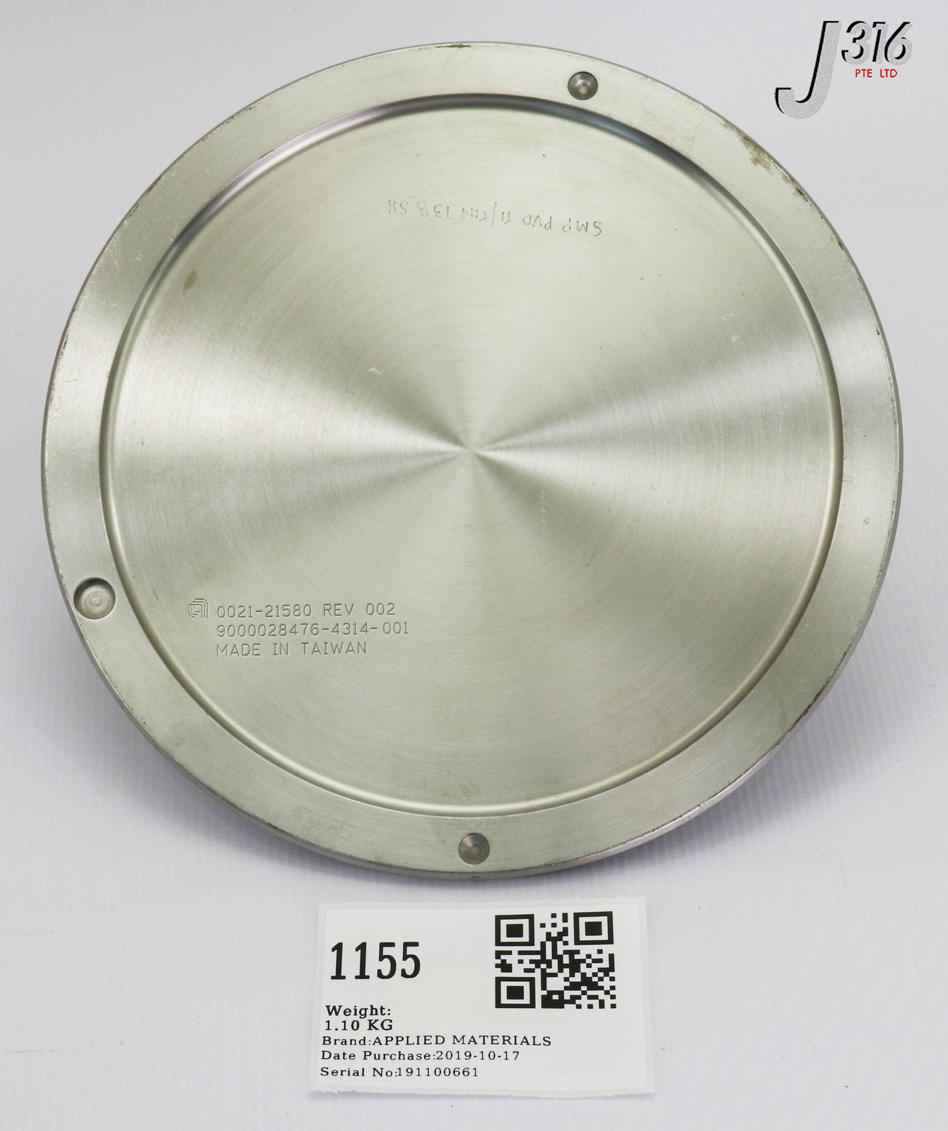 1155 APPLIED MATERIALS SHUTTER DISK,8'' SNNF CLAMPED,VECTRA IM 0021 ...