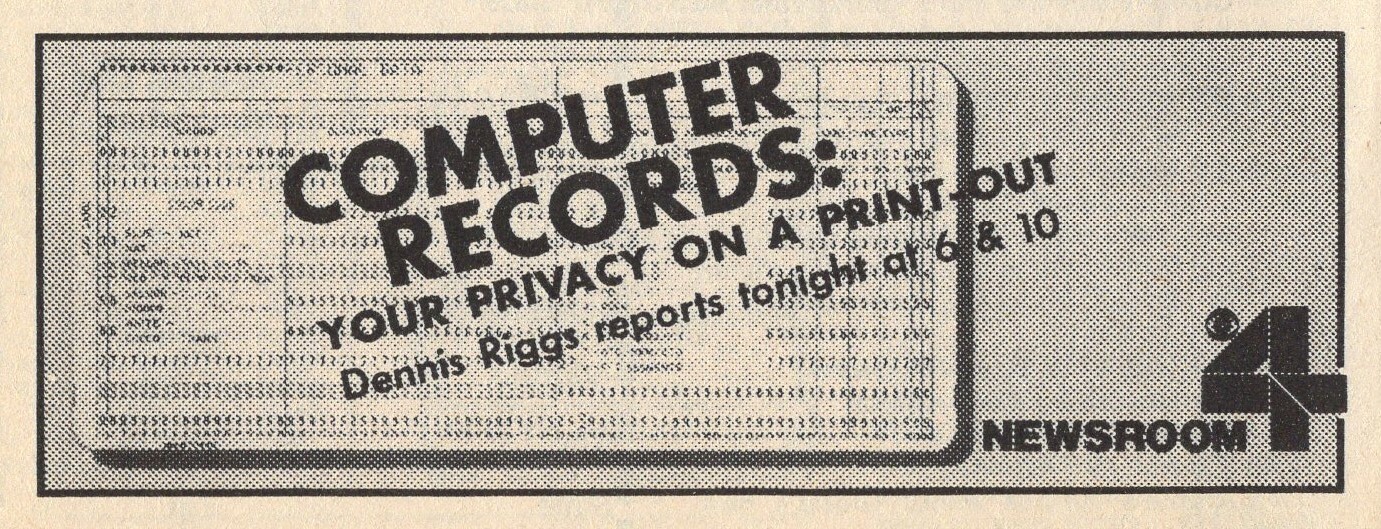 1977 KMOX ST LOUIS TV NEWS AD ~ DENNIS RIGGS REPORTER ~ COMPUTOR ...