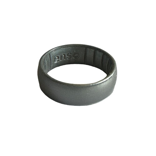 Enso Silicone Ring Unisex Size 11 Metallic Silver Comfortable Flexible ...