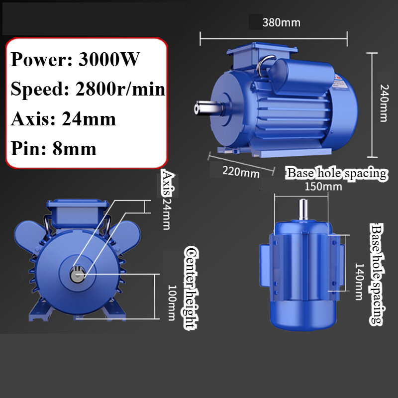 3000W Electric Single Phase Motor 220V 4HP All Copper Motor Industrial ...