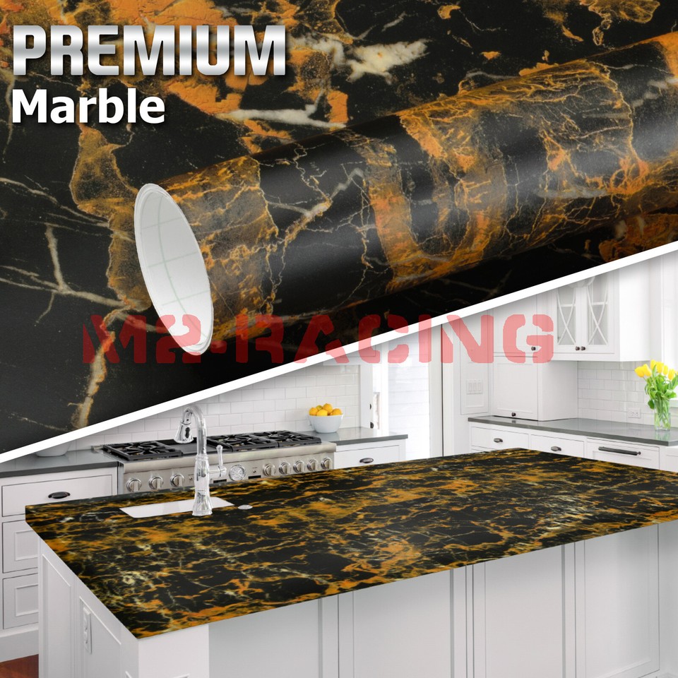 Gloss / Matte Marble Granite Effect Vinyl Wrap Self Adhesive Counter ...