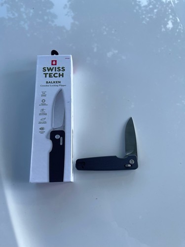 New Swiss Tech Knife Balken Black G10 Handle D2 Steel Crossbar Lock NIB ...