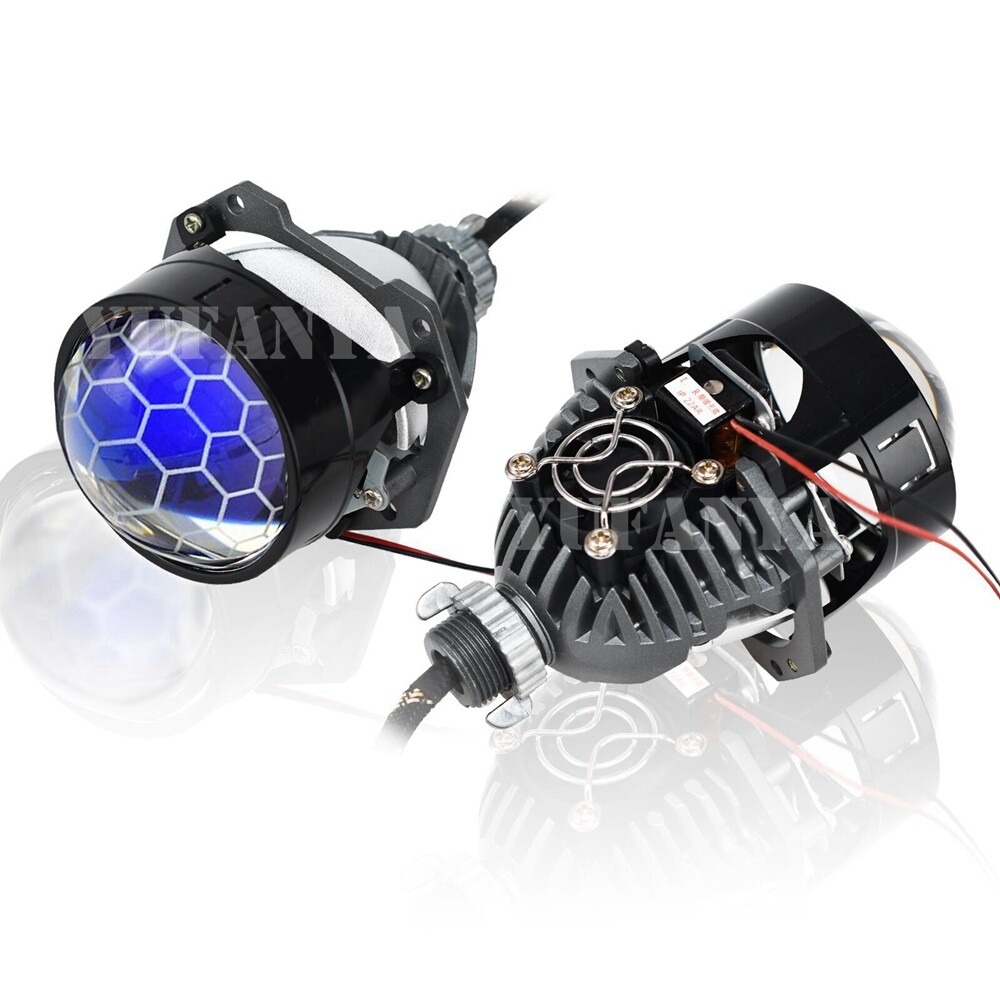 Bi LED Projector 2.5'' Honeycomb Lens+Shrouds 70W 6000K LED Headlight ...