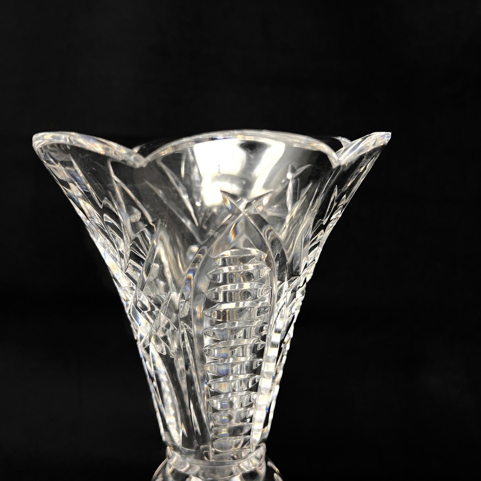 Waterford Clare 8" Footed Flower Vase, Cut glass Lead Crystal Scalloped ...