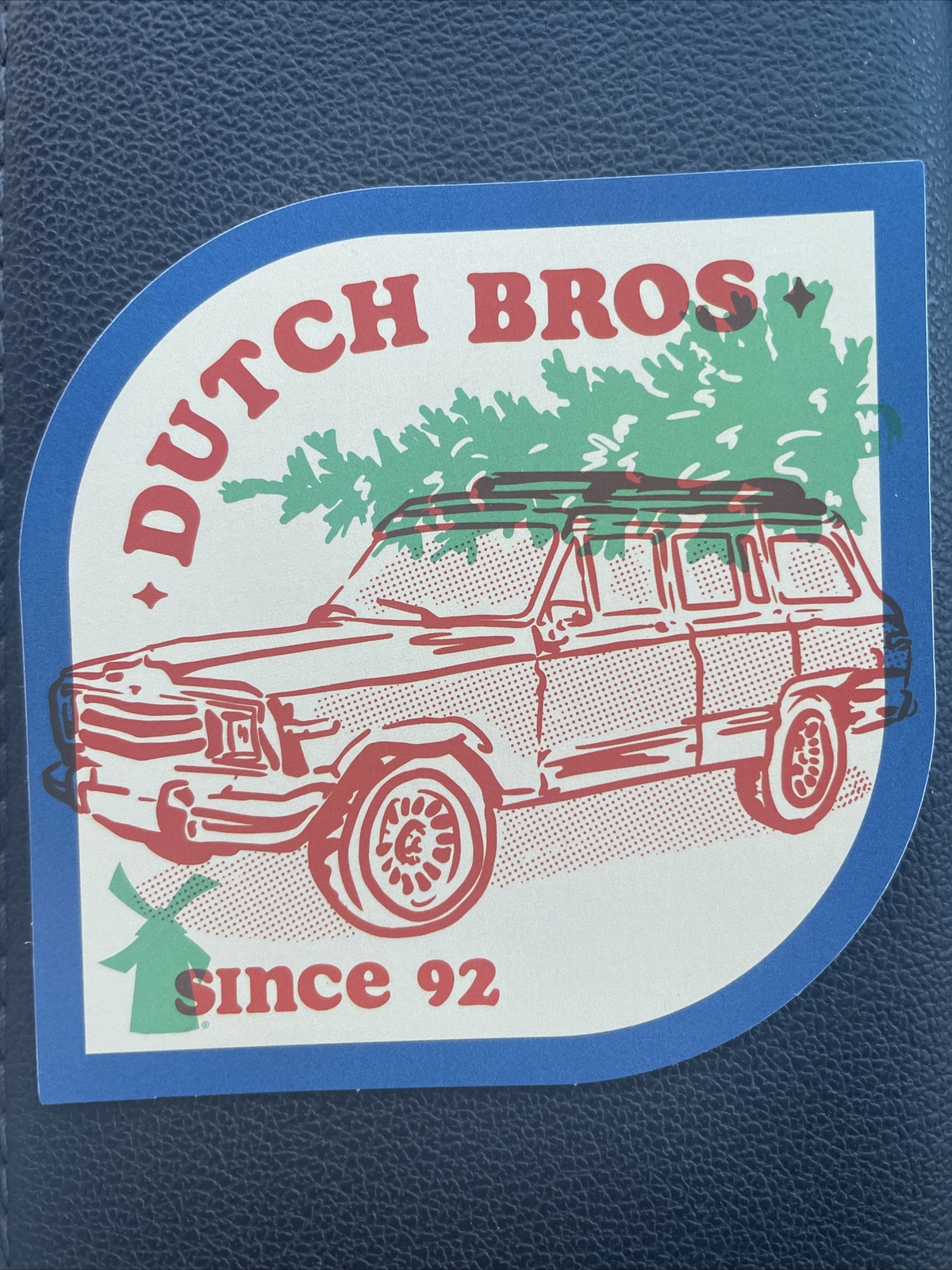 *NEW* Dutch Bros Sticker DECEMBER 2021 Red Car Evergreen Tree Christmas ...