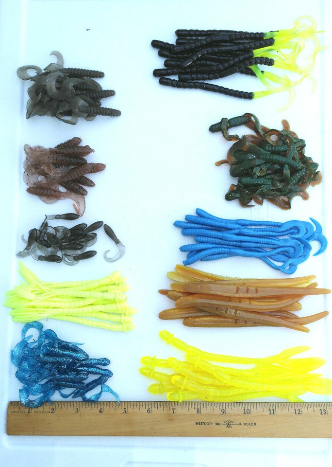 100 pc ASSORTMENT = Now 120 pc.- BASS FISHING Baits Soft Plastic worms ...