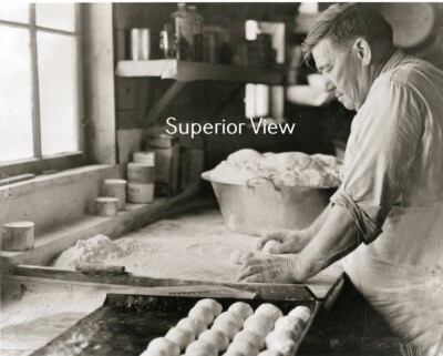 Old Time Baker Baking Bread Lumber Camp Cook Biscuits Dough Flour ...
