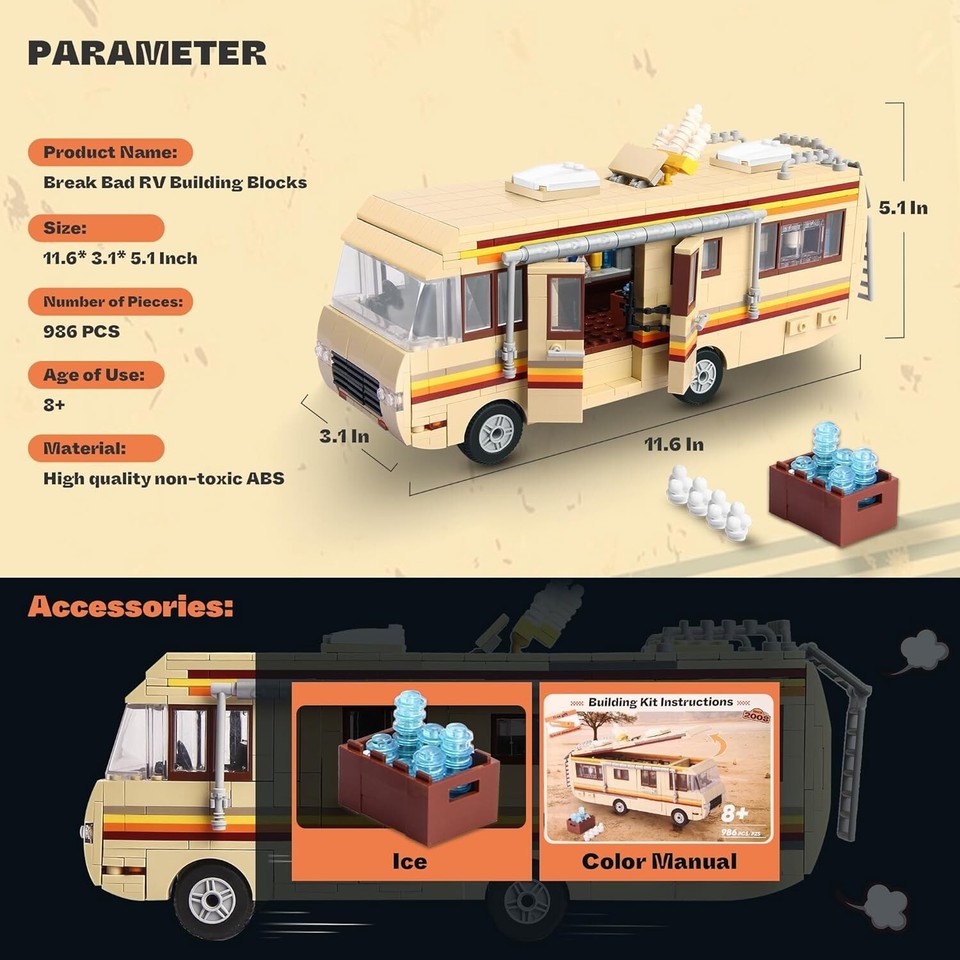 Building Block Set Breaking Bad RV Camper Van Heisenberg DIY Model Set ...