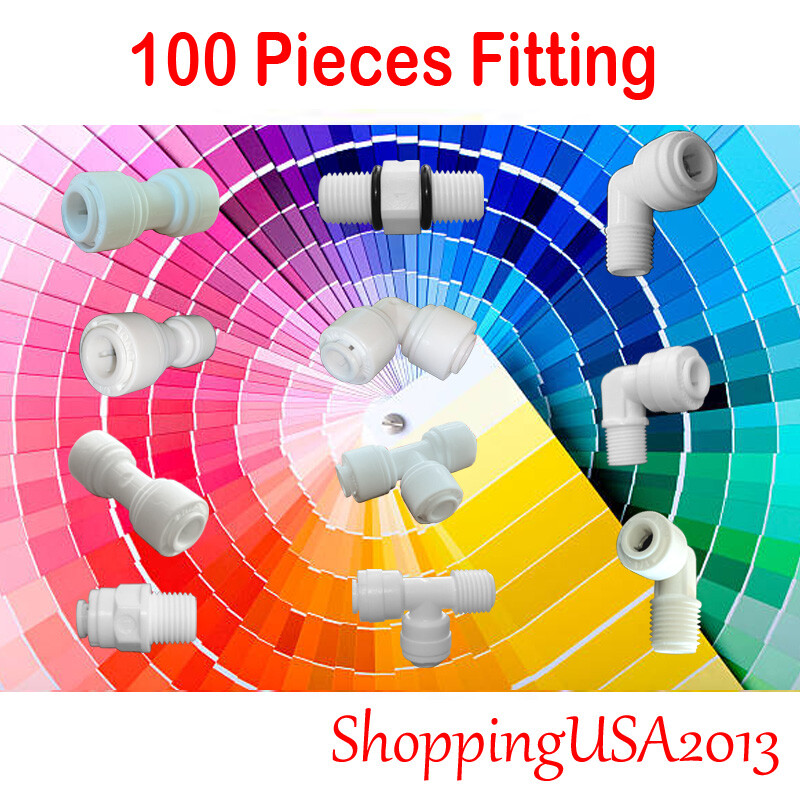100 Pc Water Filter Connector Fitting Quick Connect Thread Push In 1/4 ...