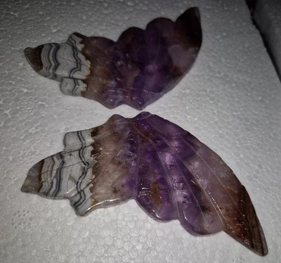 Amathyst Red Cap & Mexican Crazy Lace Agate Crystal Butterfly Carving ...