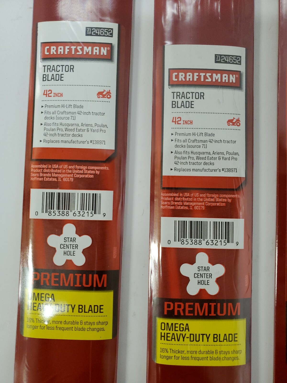 (2) Pack Craftsman Blades 134149 138971 138498 127843 42" OEM 24652 ...