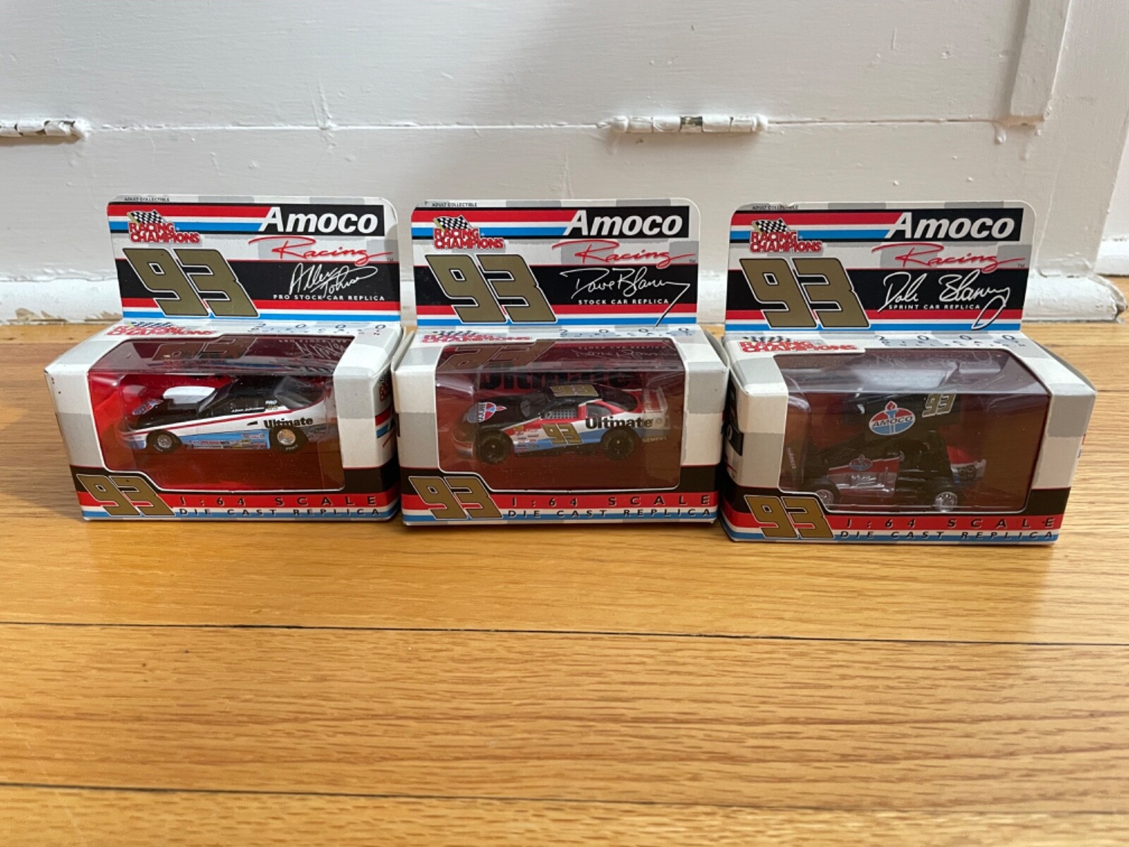 SET OF 3 AMOCO RACING SPRINT STOCK PRO STOCK #93 CAR DIE CAST 1/64 T5 ...