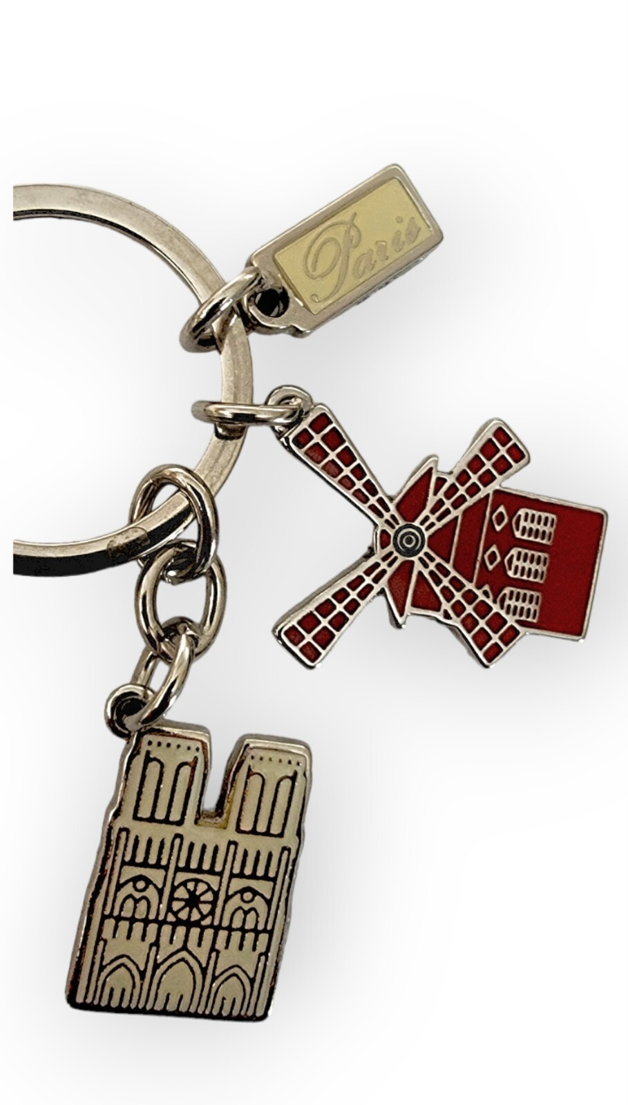Paris France Keychain Lot-2, Silvertone Metal Enamel Charms Souvenir ...
