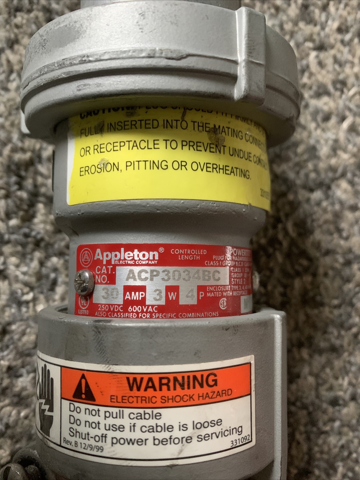 APPLETON ACP3034BC 30AMP PLUG 3W-4P STYLE NEW (Missing Bolt) | eBay