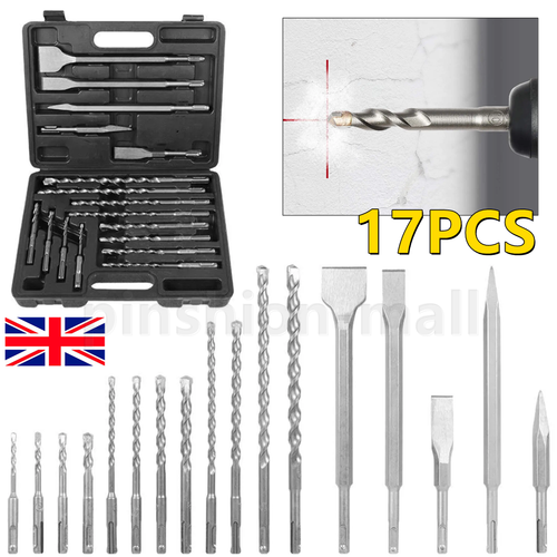 17PCS Rotary Hammer Drill Bit Chisels SDS Plus Rotary Hammer Bit and ...