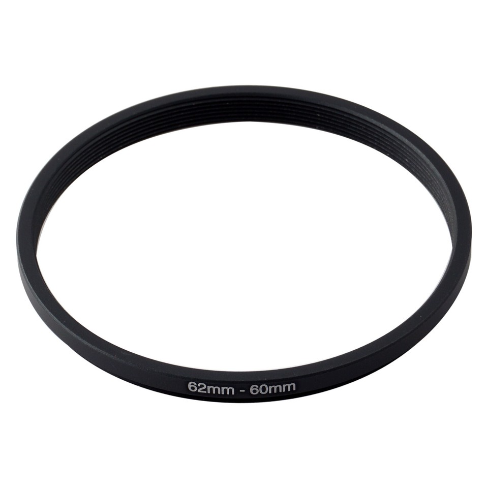 62-60 Step Down Filter Ring 62mm x0.75 Male to 60mm x0.75 Female Lens ...