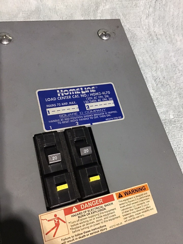 Square D HOM2-4L70 Circuit Breaker Homeline Load Center 70Amp With 2 ...