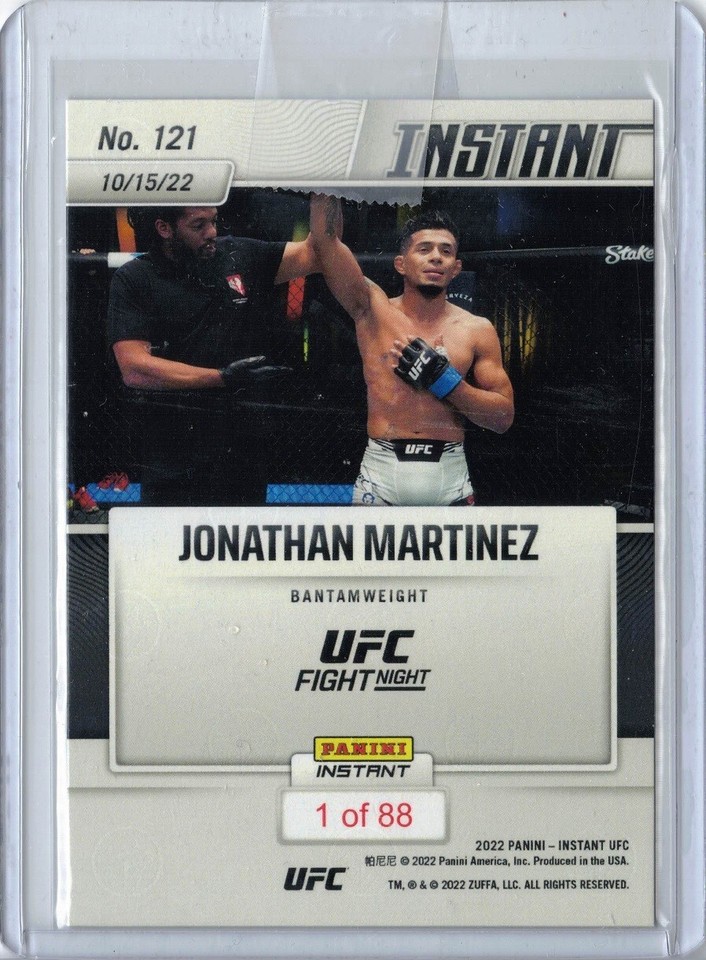 2022 Panini Instant UFC #121 Jonathan Martinez Rookie Card RC - Only 88 ...