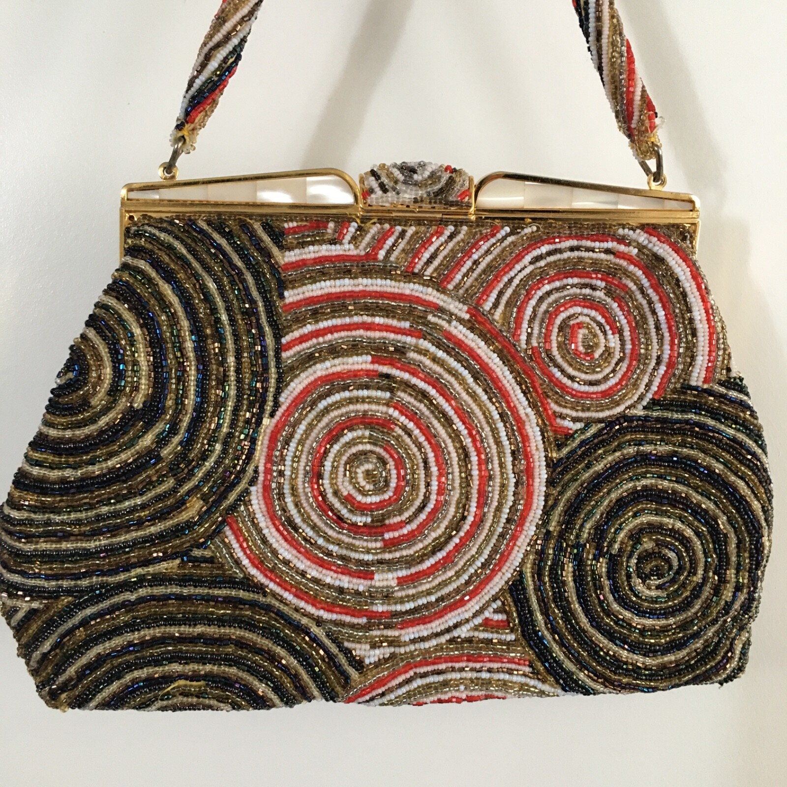 Vintage Beaded Handbag Mother Pearl Detail - Gem