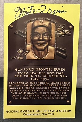 Monte Irvin Signed Autographed Yellow HOF Postcard Baseball | eBay