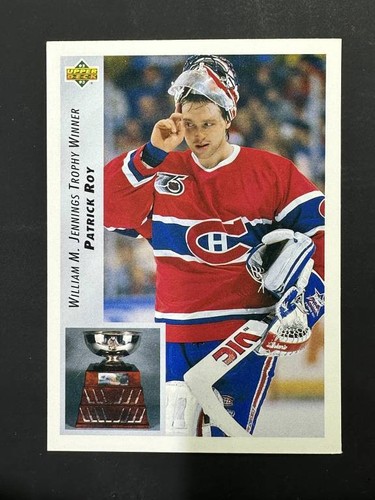 1992-93 Upper Deck Hockey Patrick Roy Canadiens Jennings Trophy Winner ...