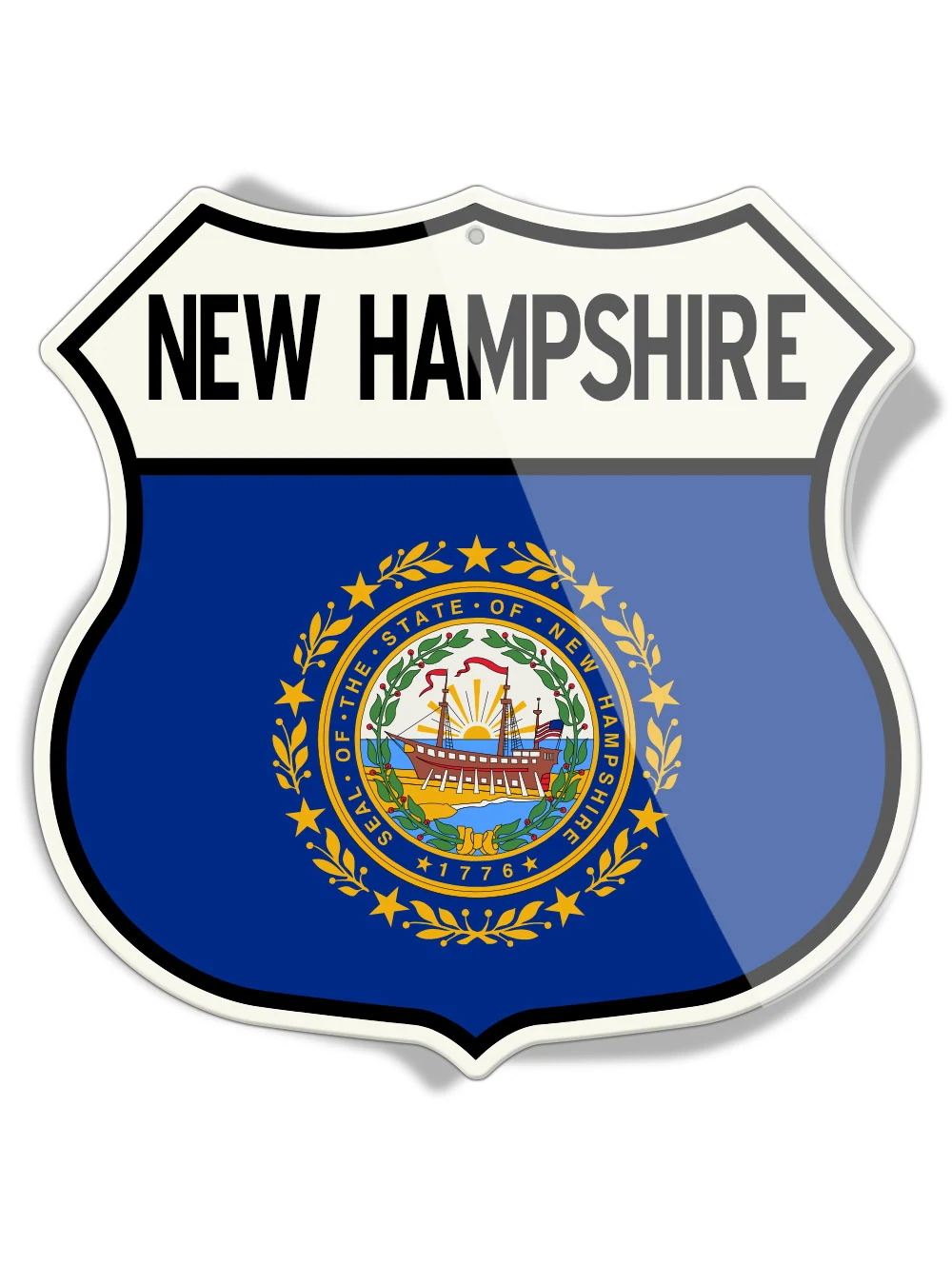 State Flag of New Hampshire - Shield Shape - Aluminum Sign - Made in ...