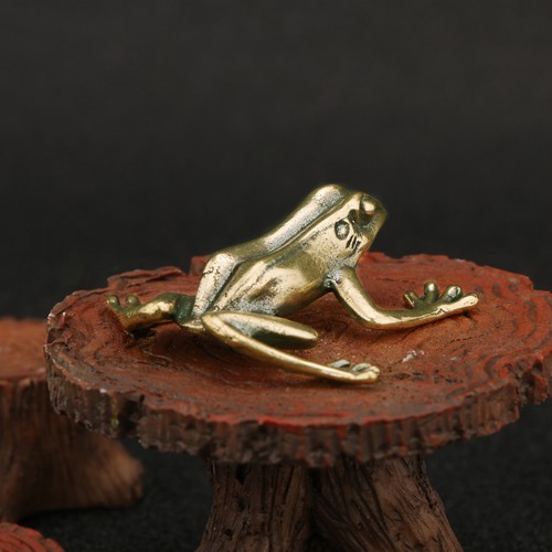 Brass Small Frog Figurine Statue Animal Figurines Toys House Desktop ...