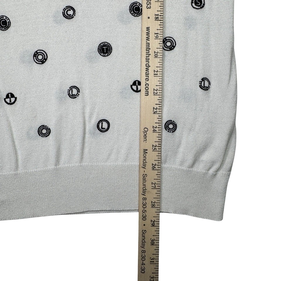 Versace Collection Men’s XL White Embroidered Logo V-Neck Sweater Made ...
