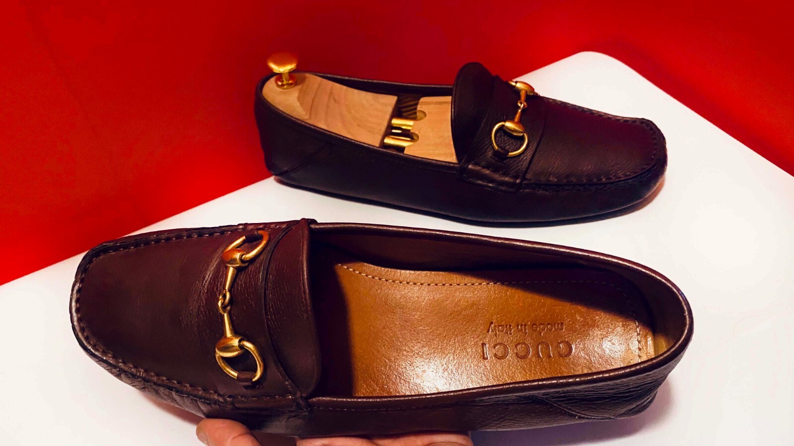 $889.00!! GUCCI MEN BURGUNDY GOLDEN BITS LOAFERS SHOES MARKED U.S SIZE ...