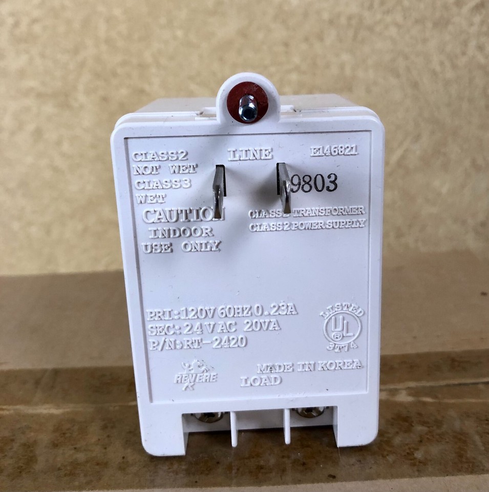 Revere RT-2420, UL Plug in Transformer 24VAC 20VA - Box of 6 PCS - New ...