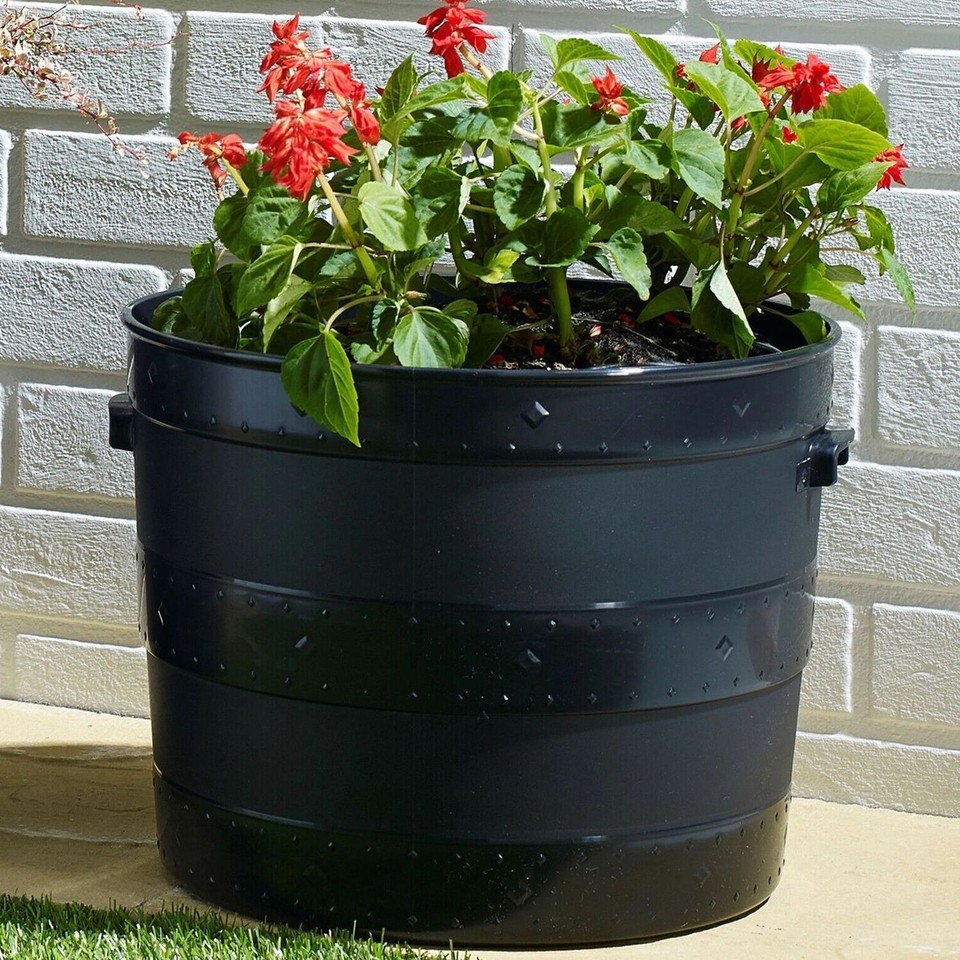 BLACK PLASTIC PLANTER PLANT POT TUB GARDEN PATIO OUT OR INDOOR ...