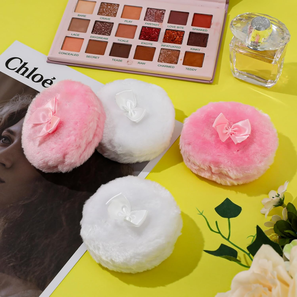 4Pcs Large Fluffy Powder Puff, White Powder Puff, Powder Puffs for Face ...