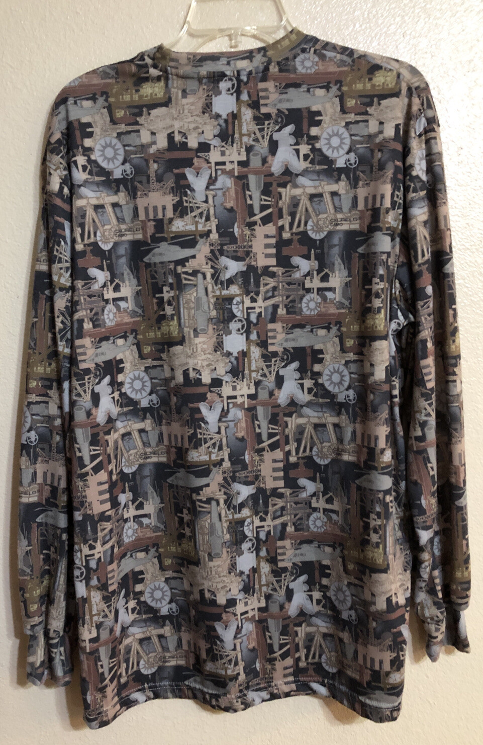 Men’s M Oilfield Camo Camouflage Rig Roughneck Polyester Long Slv T ...