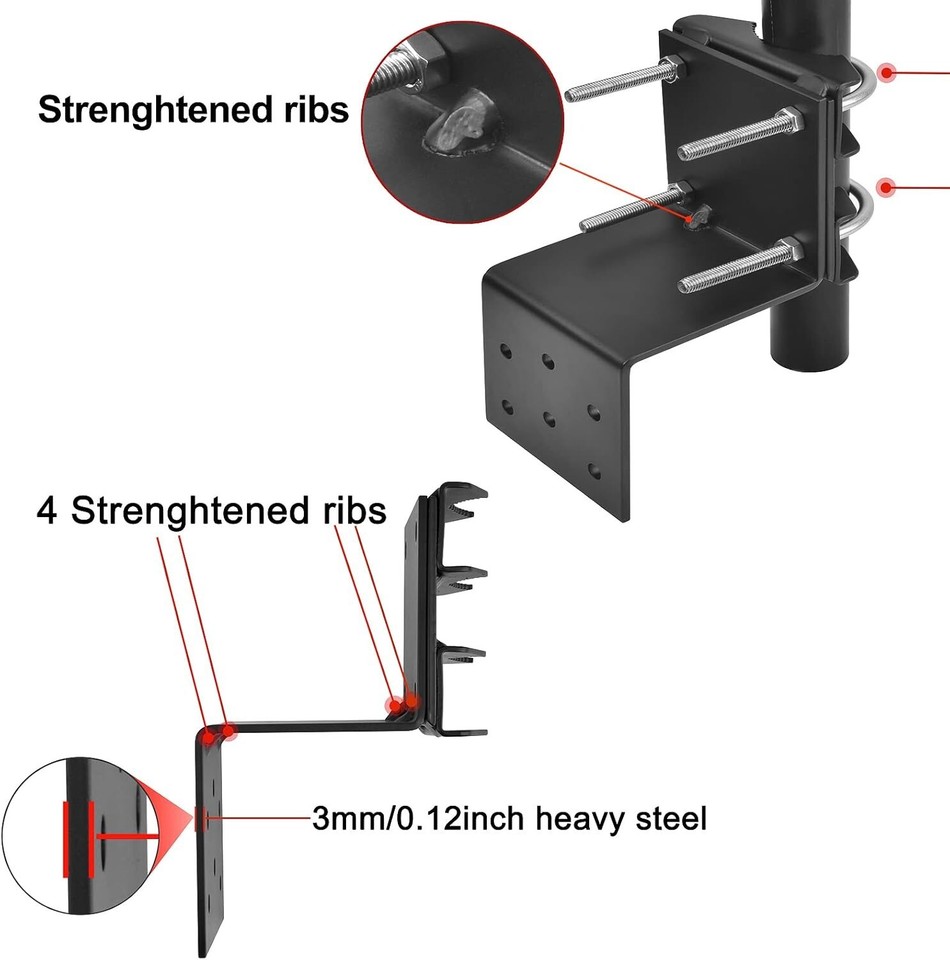 Antenna Mount Outdoor Antenna Pole Mast Mount Bracket Heavy Duty Steel ...