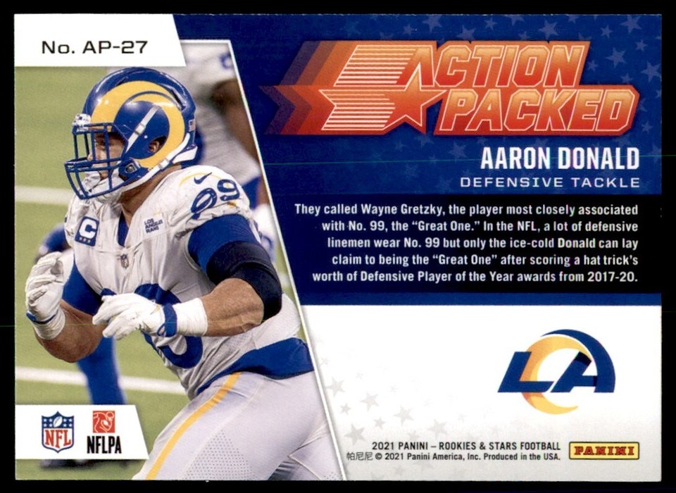 Aaron Donald 2021 Panini Rookies & Stars Action Packed Insert Card #AP ...