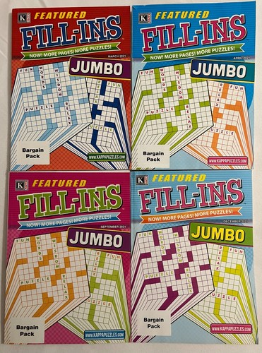 Lot (4) Featured Fill-Ins Words Puzzles Fill-in Jumbo Puzzle Books 2021 ...