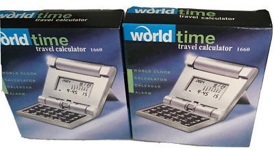 LOT OF (2) WORLD TIME TRAVEL CALCULATOR CLOCK #1660 CALENDAR ALARM ...