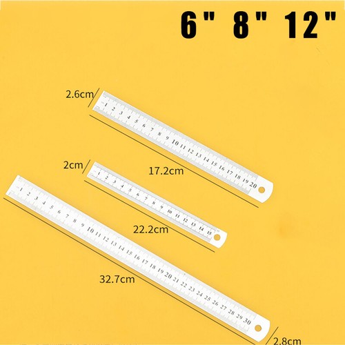 Metal Scale Ruler Stainless Steel Metric Imperial 150mm 200mm 300mm 6 ...
