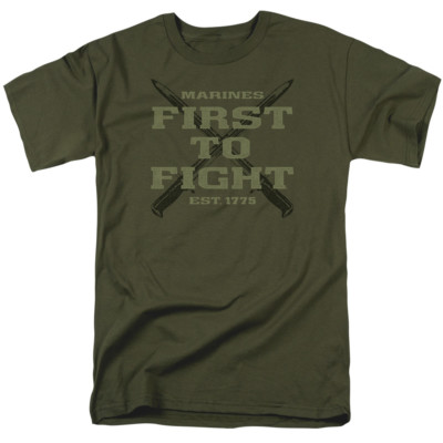 US Marine Corps USMC First To Fight Green Men's Tee Shirt | eBay