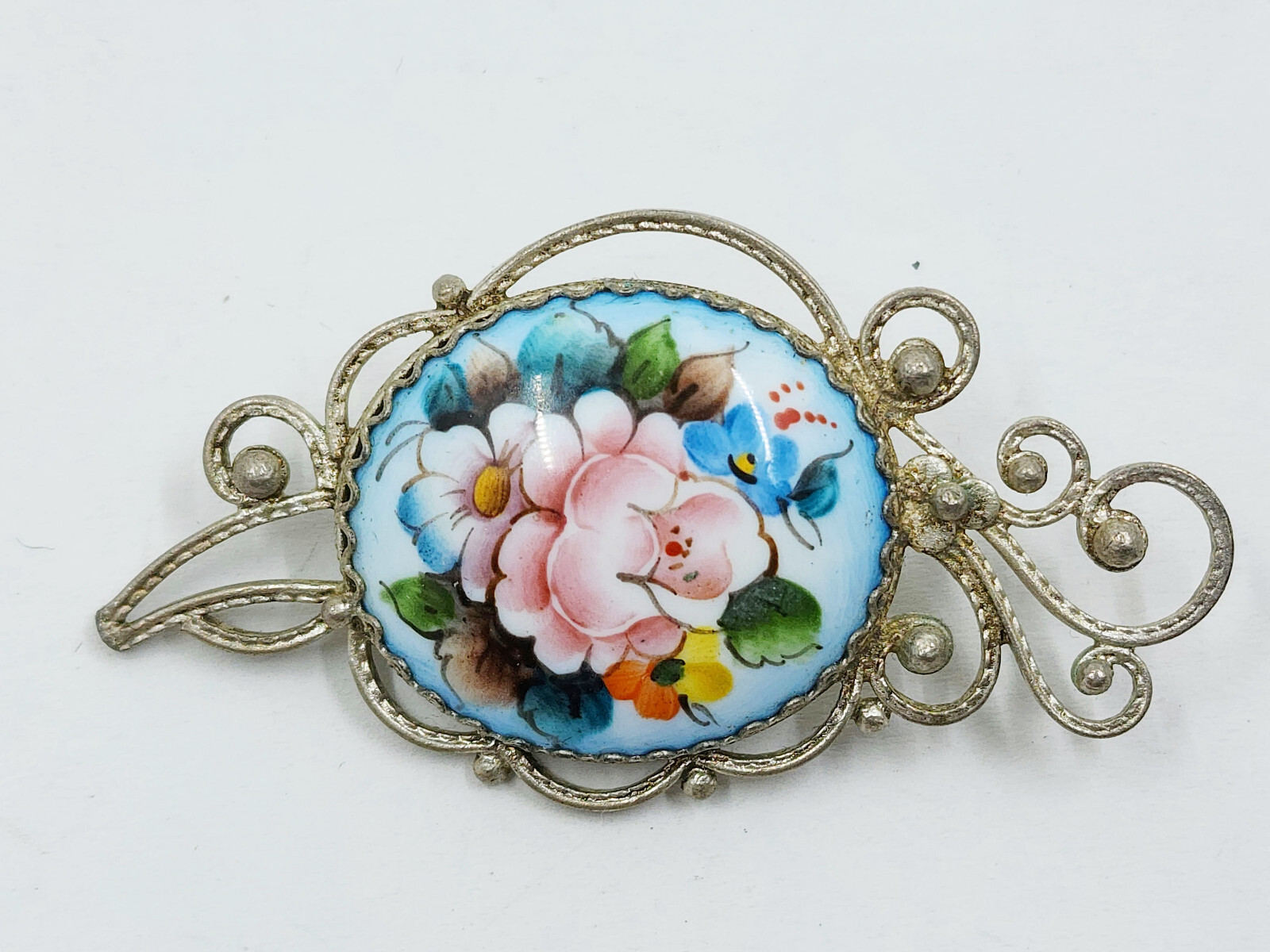 VINTAGE ELABORATE RUSSIAN CERAMIC HAND PAINTING METAL… - Gem