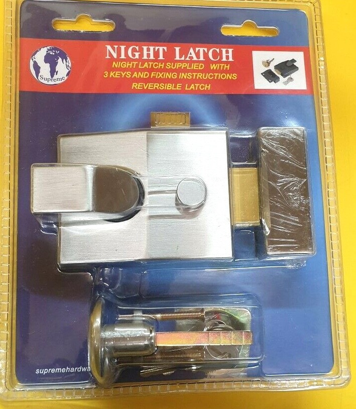 Night Latch Door Lock 60mm Backset Brass Rim Keyed Security Entry Lock ...