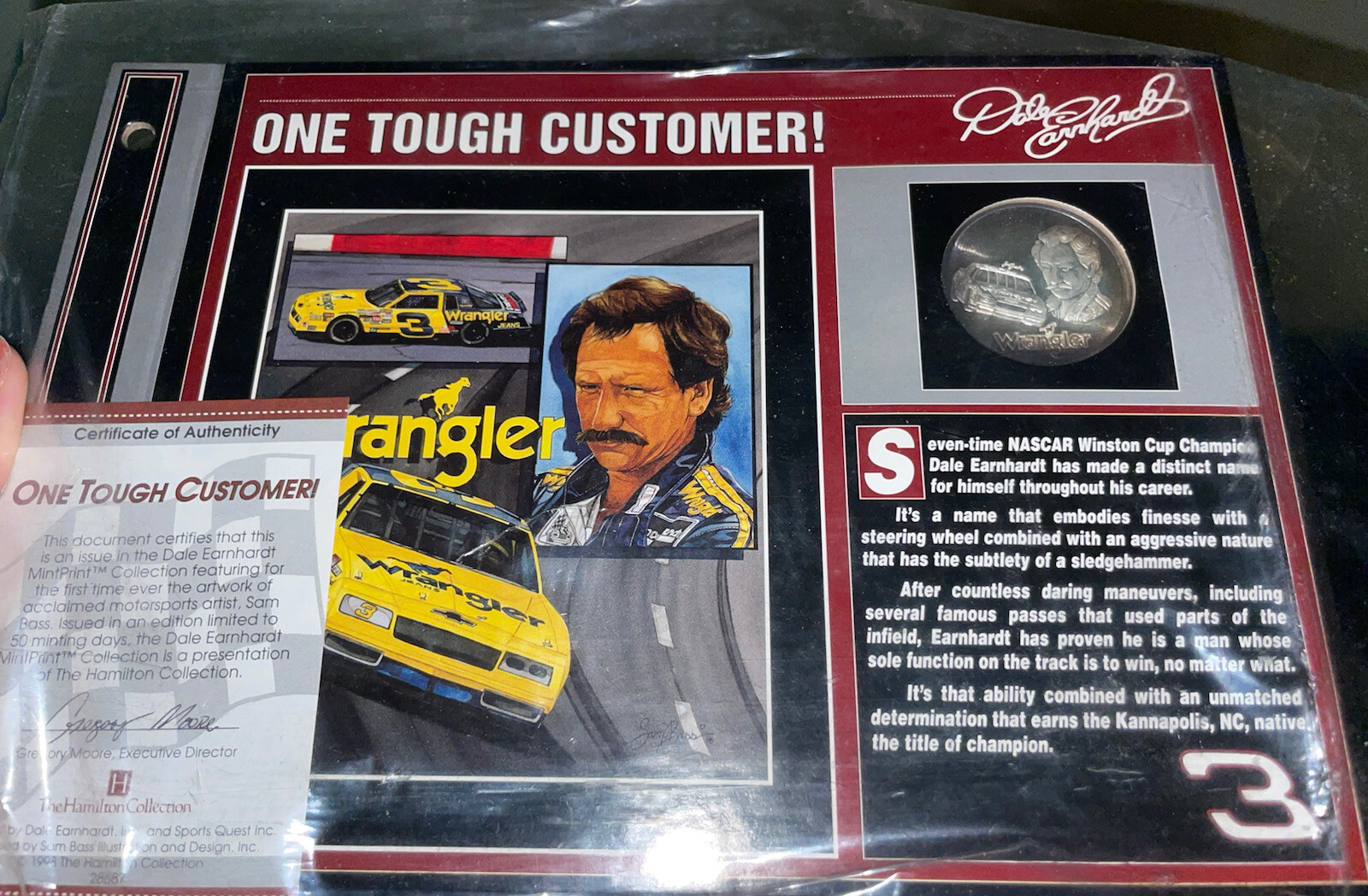 DALE EARNHARDT / SAM BASS WRANGLER " ONE TOUGH CUSTOMER" Minitprint ...