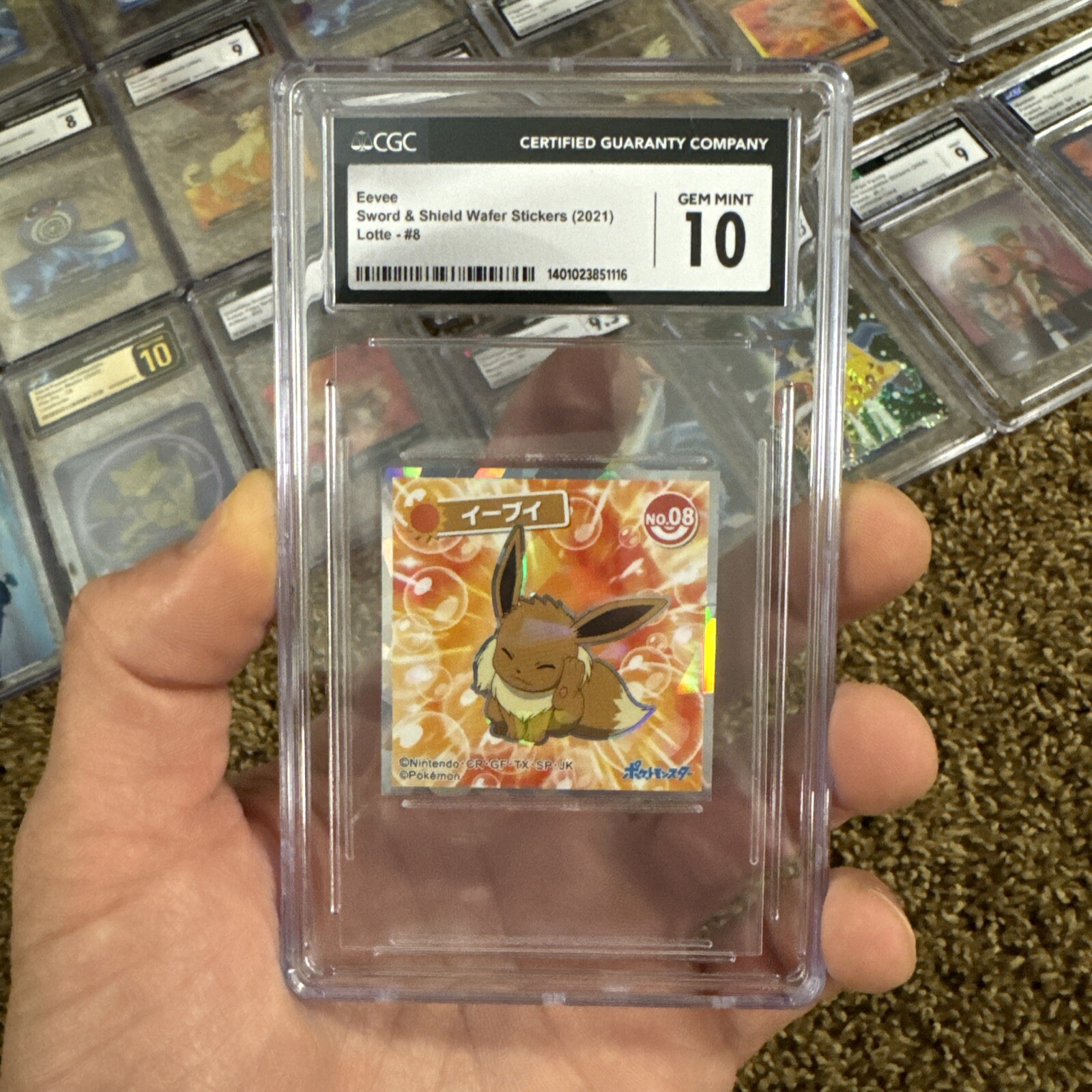Eevee - No.08 Prism Holo Lotte Pokemon Wafer Sticker Seal - Japan CGC ...